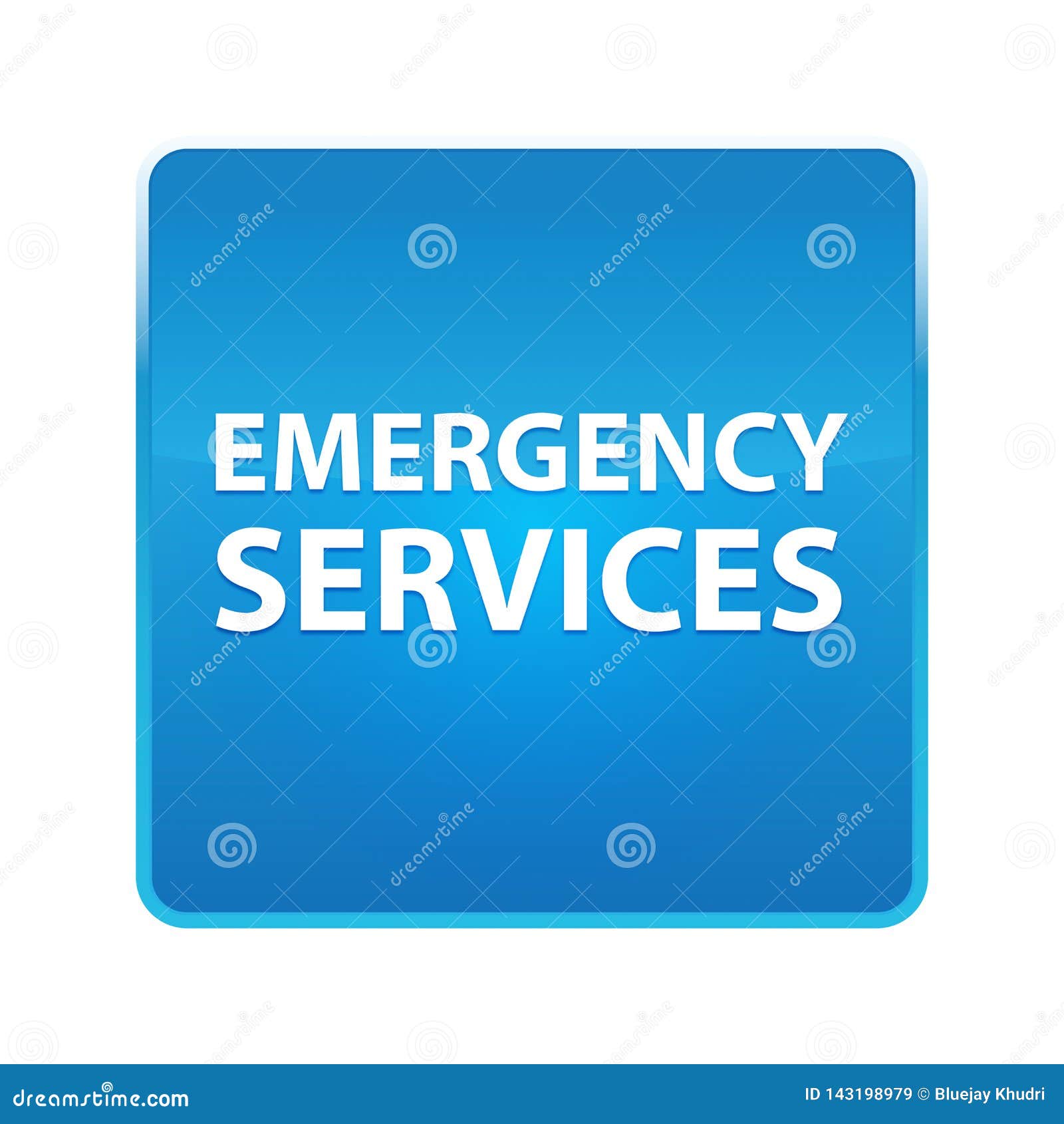 Emergency Services Shiny Blue Square Button Stock Illustration ...