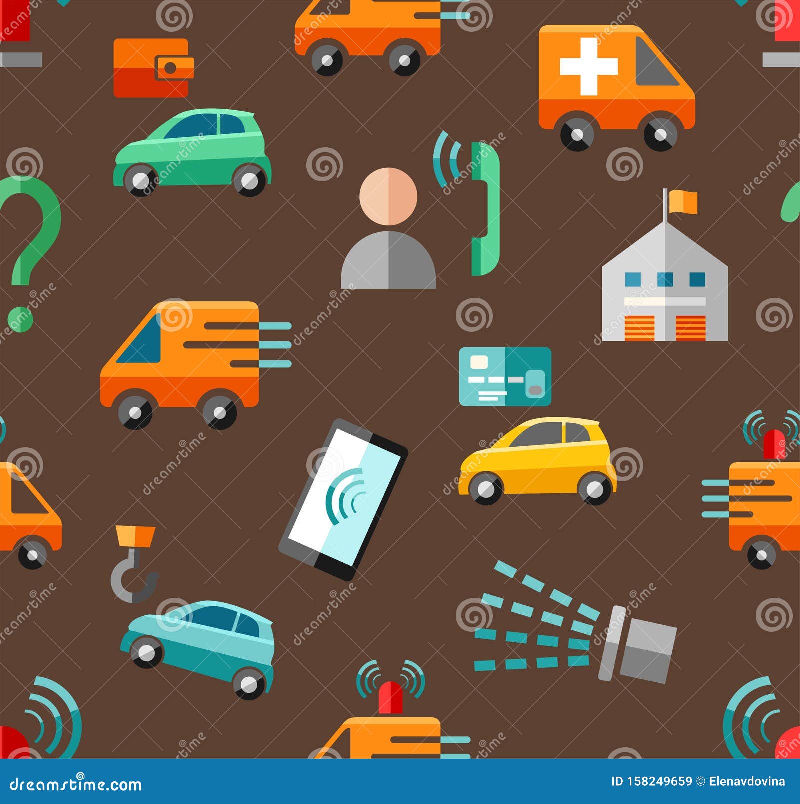 Emergency Services, Seamless Pattern, Color, Brown, Vector Stock Vector ...