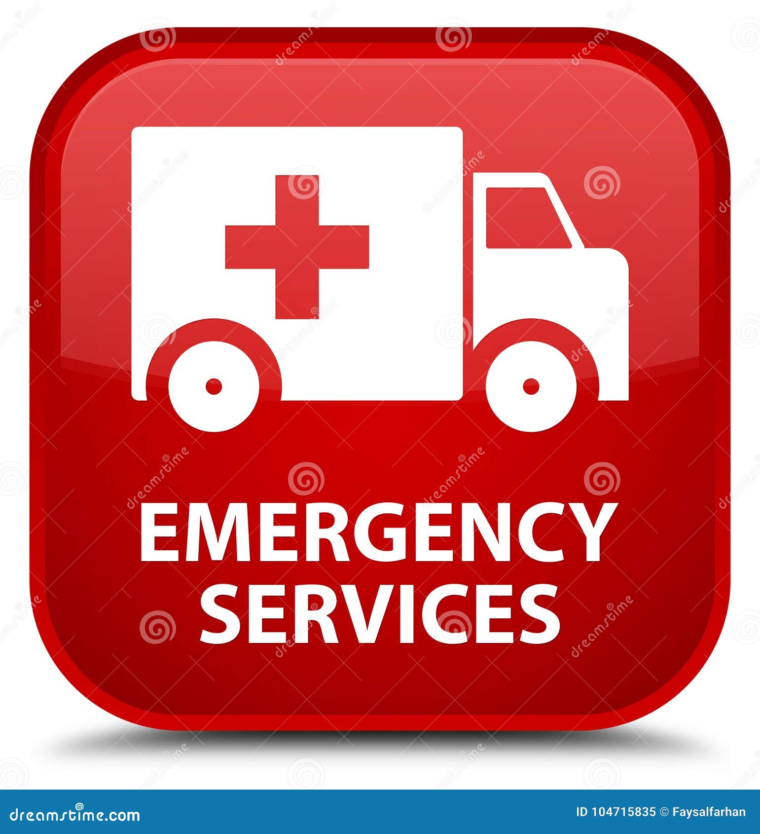 Emergency Services Special Red Square Button Stock Illustration ...