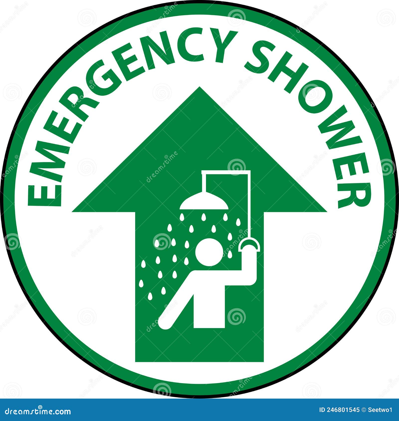 Emergency Shower Floor Sign on White Background Stock Vector ...