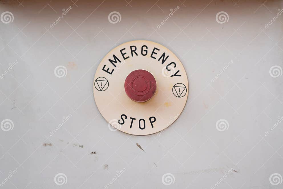 Emergency Shutdown Switch of Machine Control Panel. Stock Image - Image ...