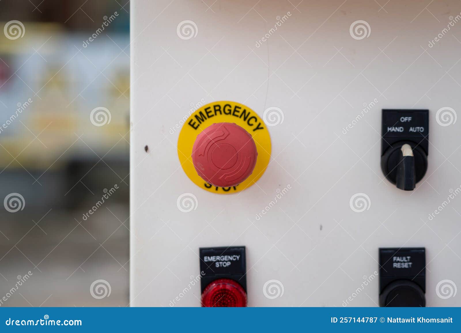 Emergency Shutdown Switch of Machine Control Panel. Stock Image - Image ...