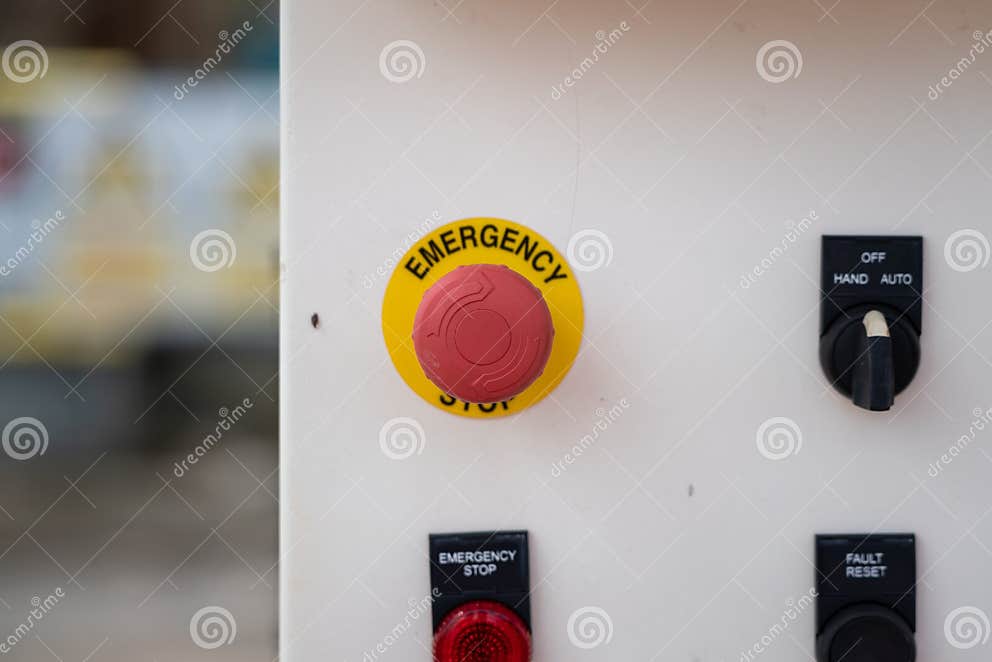 Emergency Shutdown Switch of Machine Control Panel. Stock Image - Image ...