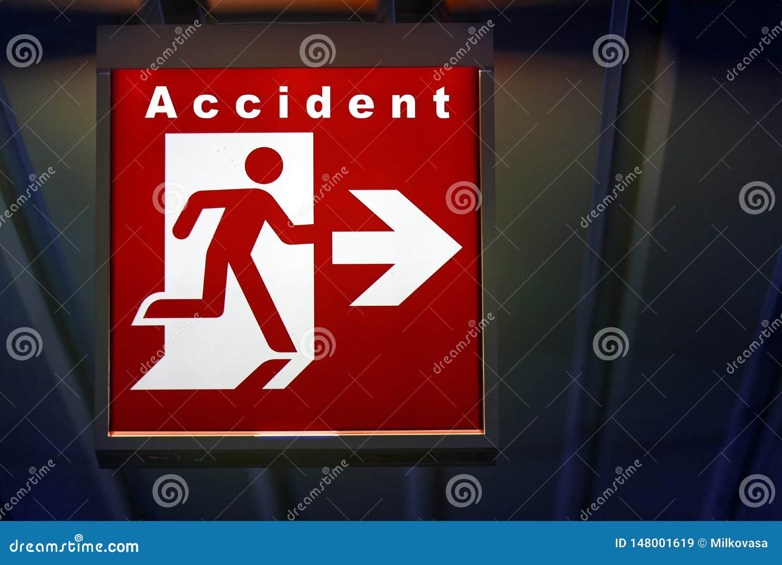 The Riskly Exit for Accident Board Stock Image - Image of bright ...