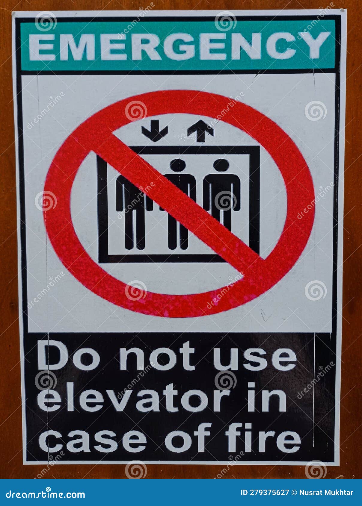 Emergency Sign Board Do Not Use Elevator in Case of Fire Stock Image ...