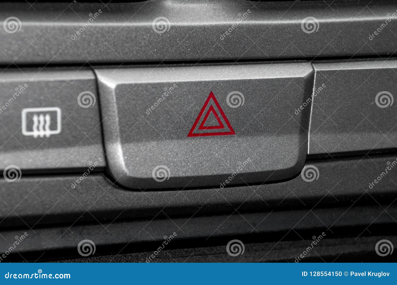 Emergency Sign. Button on the Dashboard of the Car Stock Photo - Image ...