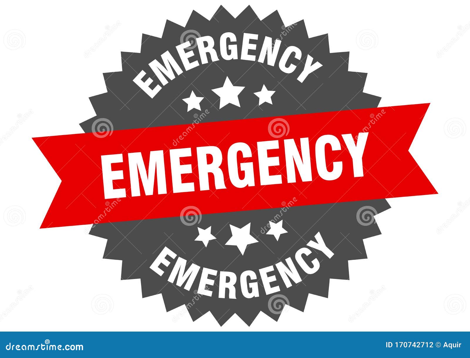 Emergency Sign. Emergency Circular Band Label. Emergency Sticker Stock ...