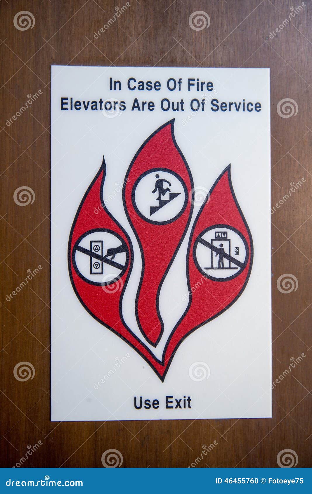 Elevator Fire Sign