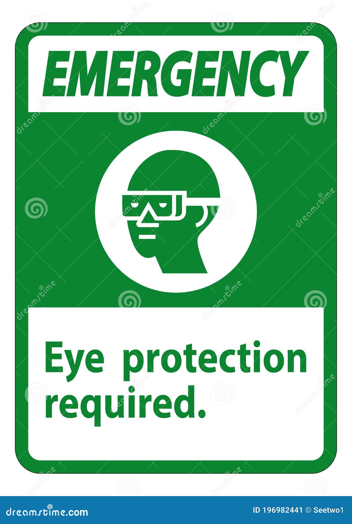 Emergency Sign Eye Protection Required Symbol Isolate on White ...