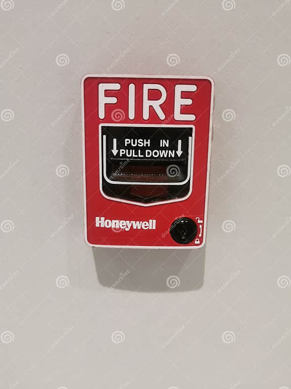 Emergency Sign Fire Push in Pull Down Stock Photo - Image of label ...