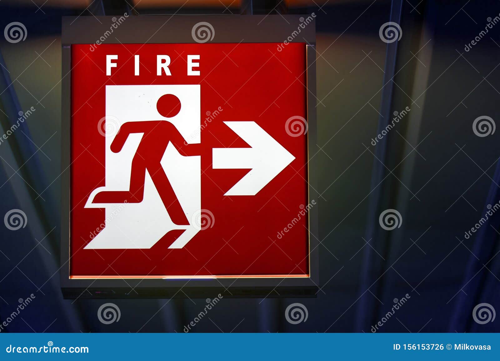 The Emergency Sign for Fire Shows the Direction of Flame. Stock Photo ...