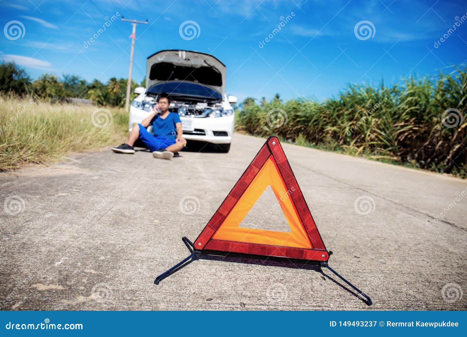 Emergency Signs on Road with Sky Stock Image - Image of rescue, help ...