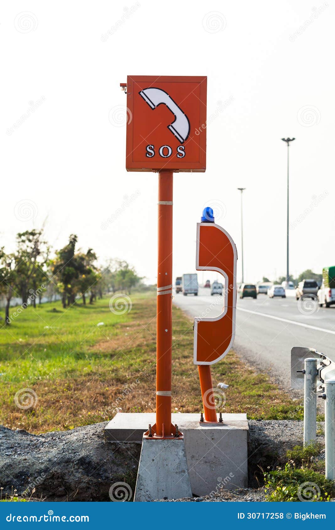 Emergency SOS Phone Sign and Phone Box on Highway Stock Photo - Image ...