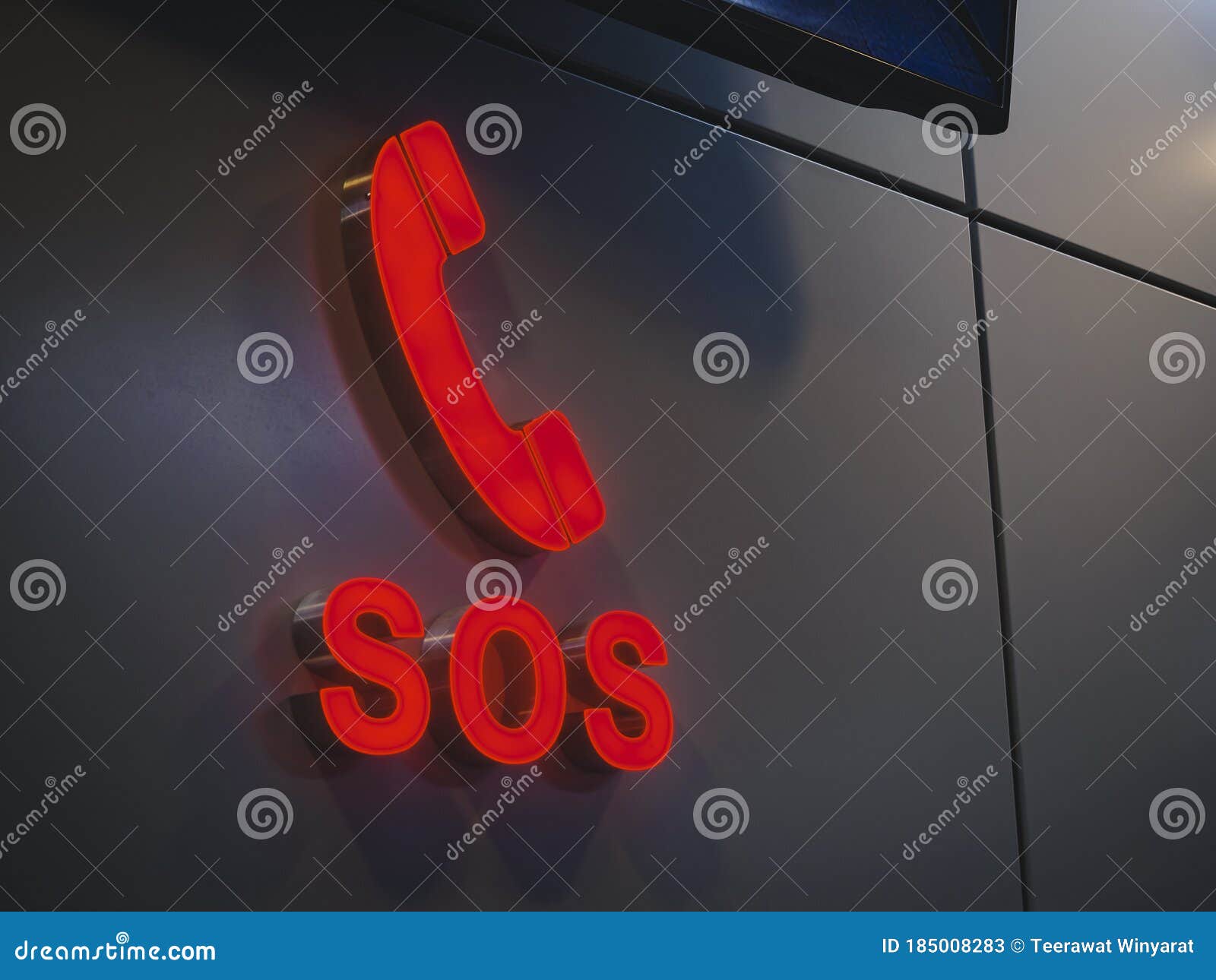 Emergency SOS Sign Symbol in Public Building Security System Stock ...