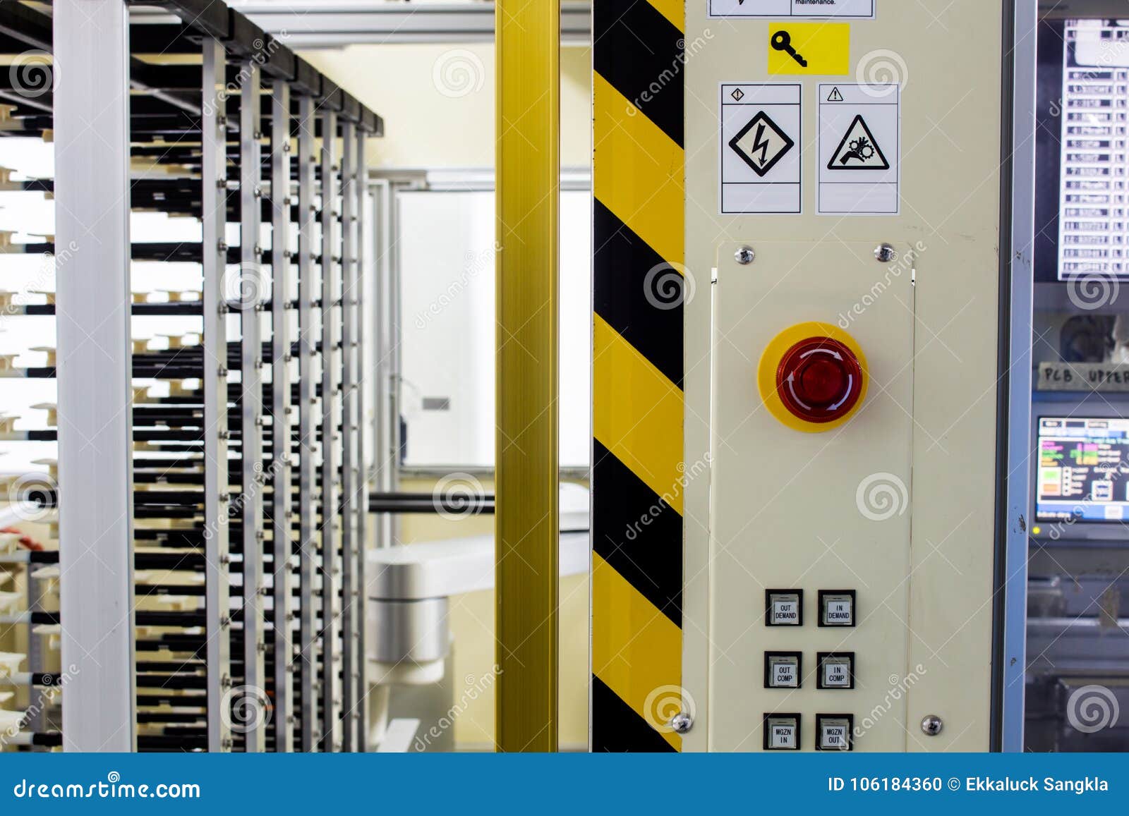 The Emergency Stop Button on Auto Machine Stock Photo - Image of energy ...