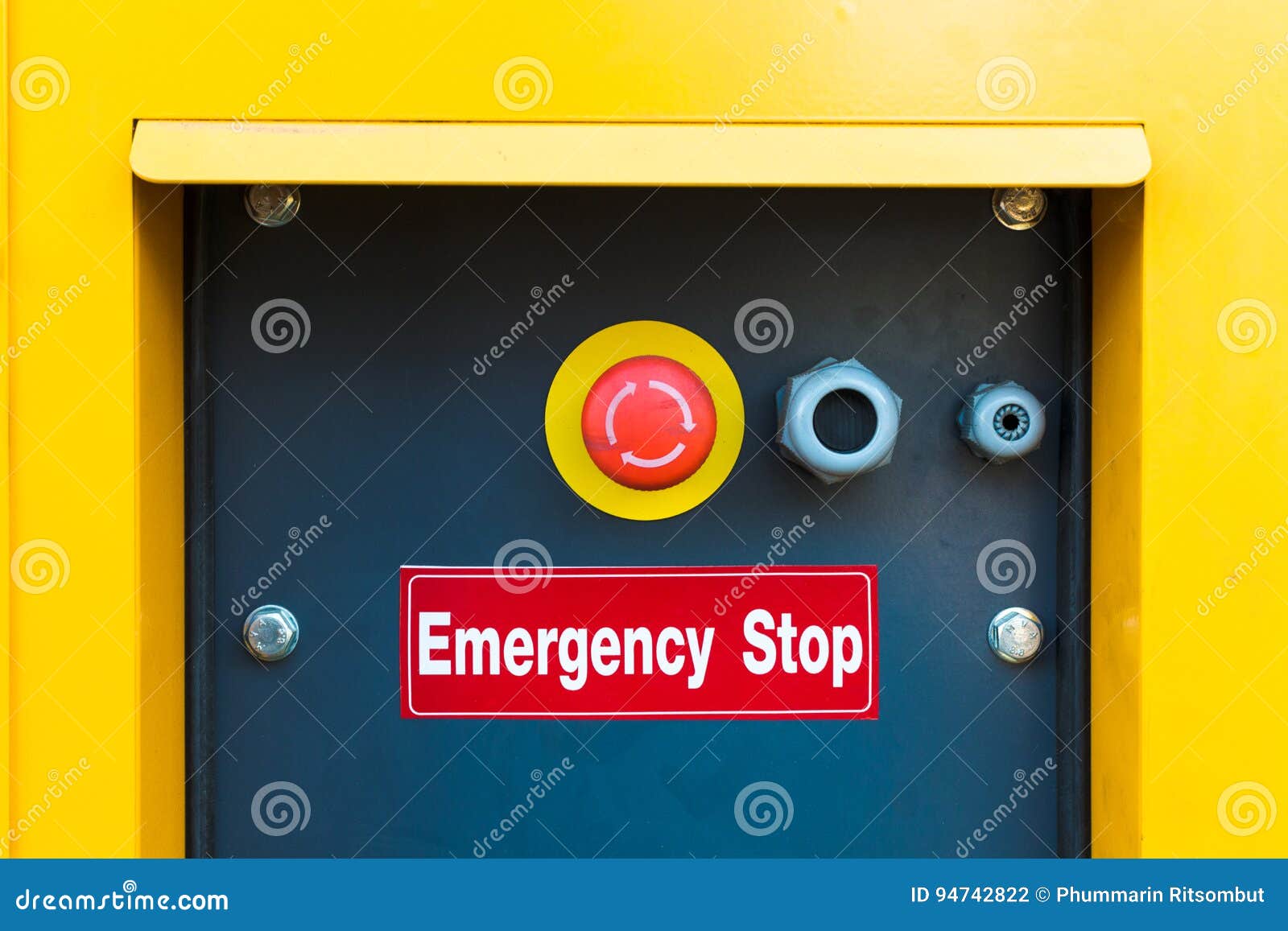 Emergency stop button stock photo. Image of security - 94742822
