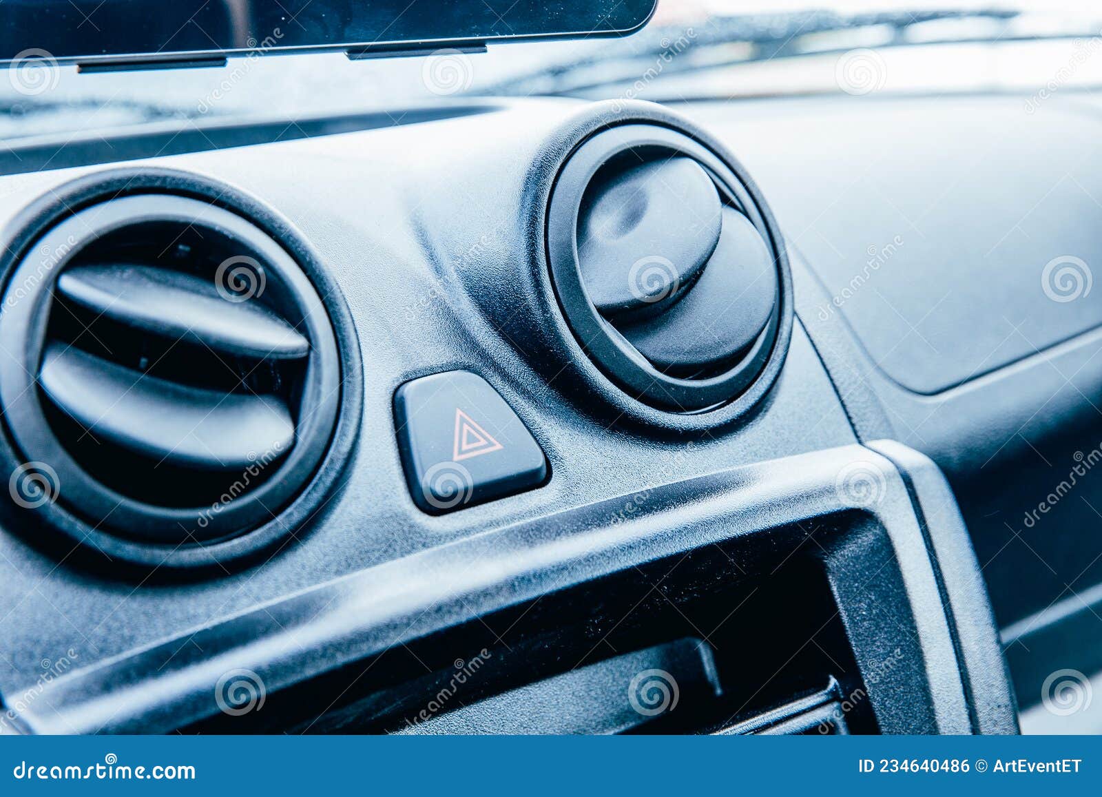 Emergency Stop Button in Car and Blowing Windshield Stock Photo - Image ...