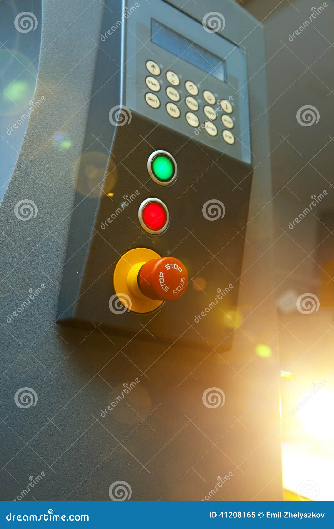 Emergency Stop Button at Control Panel Stock Image - Image of industry ...