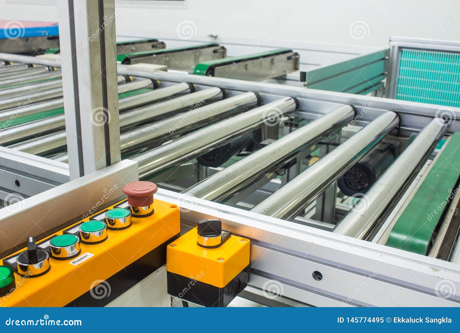 The Emergency Stop Button On Conveyor Chain, And Conveyor Belt Or Auto ...