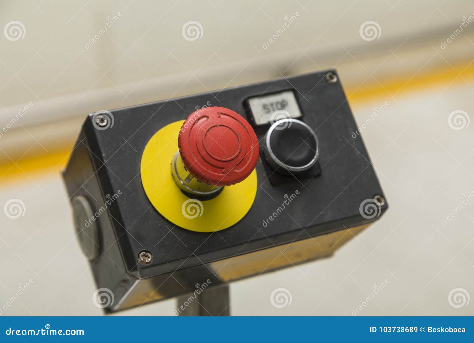 Emergency stop button stock image. Image of radio, board - 103738689