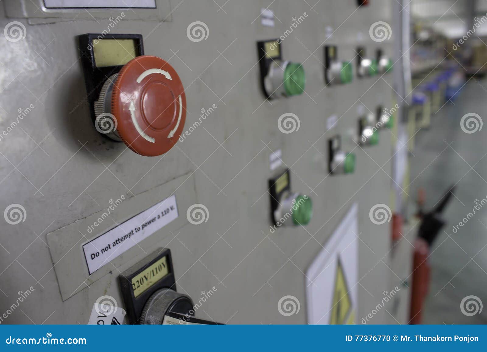 Emergency Stop Button Line Assembly Stock Photo - Image of button ...
