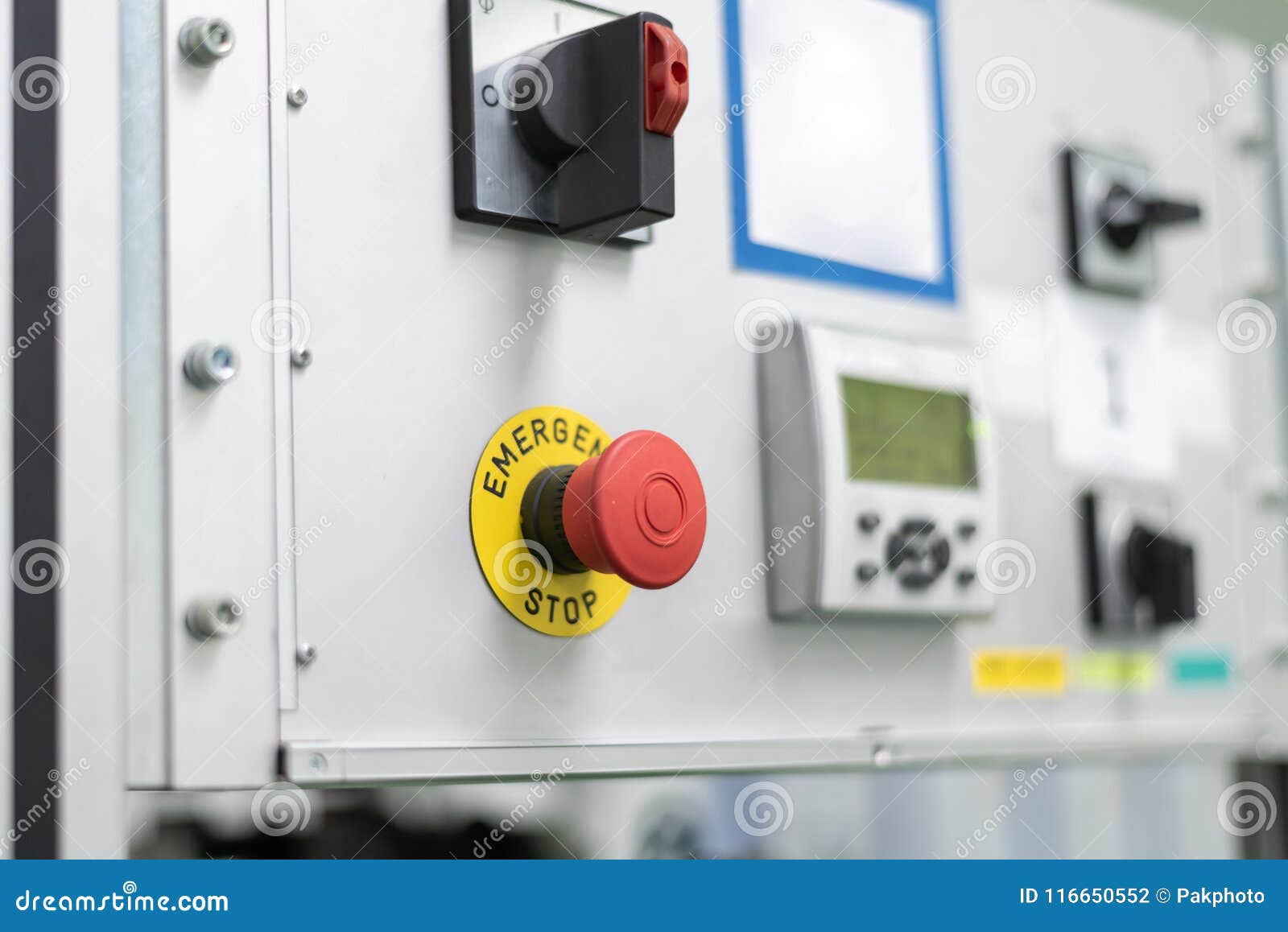 Emergency Stop Button on Machine Stock Photo - Image of production ...