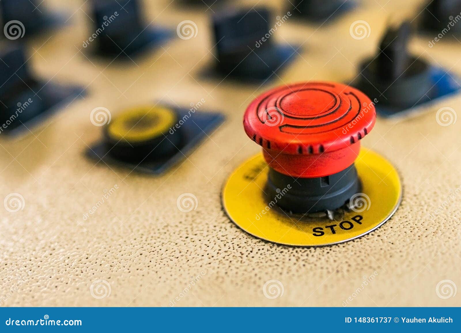 Emergency Stop Button. Red Stop Button on the Machine Control Stock ...