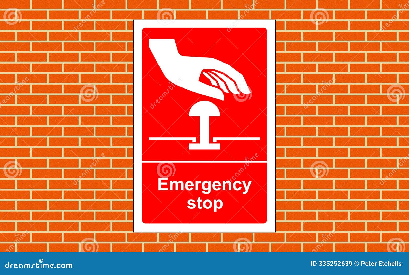 Emergency Stop Button Sign Left on a Wall Stock Illustration ...