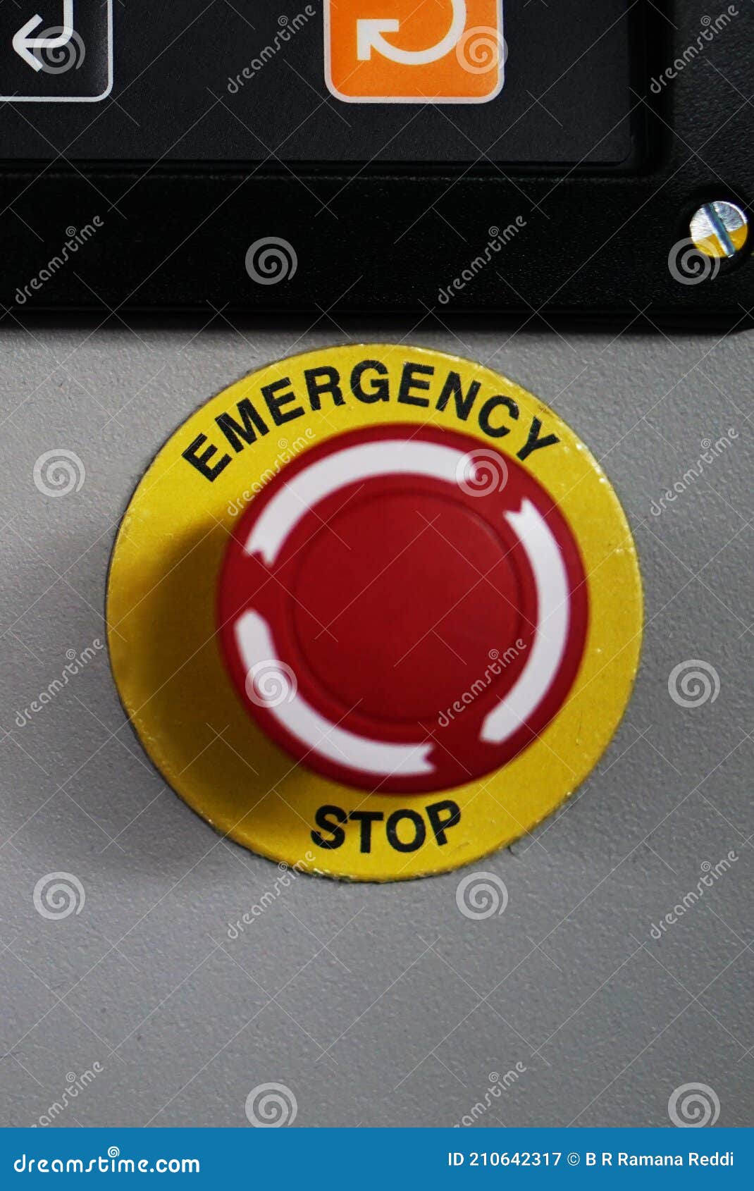 Emergency Stop Button Switch on Control Panel in a Industry Stock Image ...