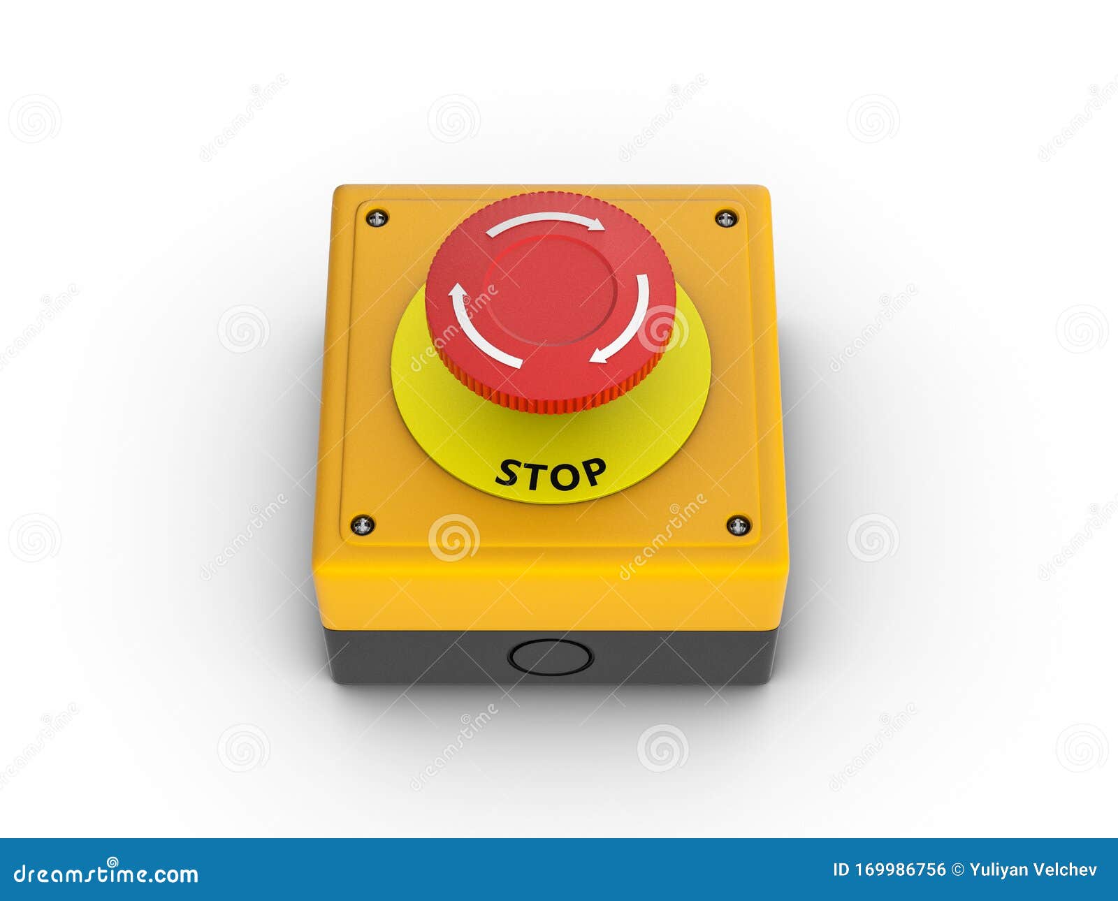 Emergency stop button stock illustration. Illustration of plastic ...