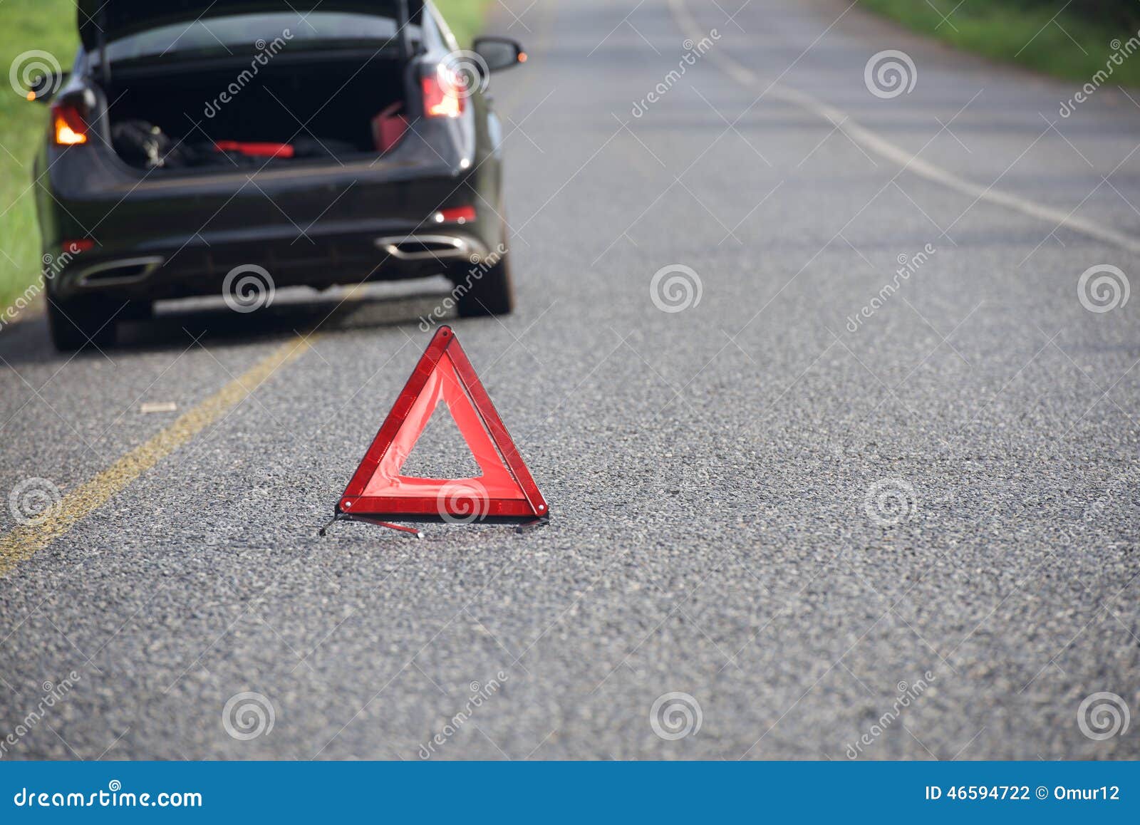 Emergency Stop Car on the Road Stock Photo - Image of sign, broken ...