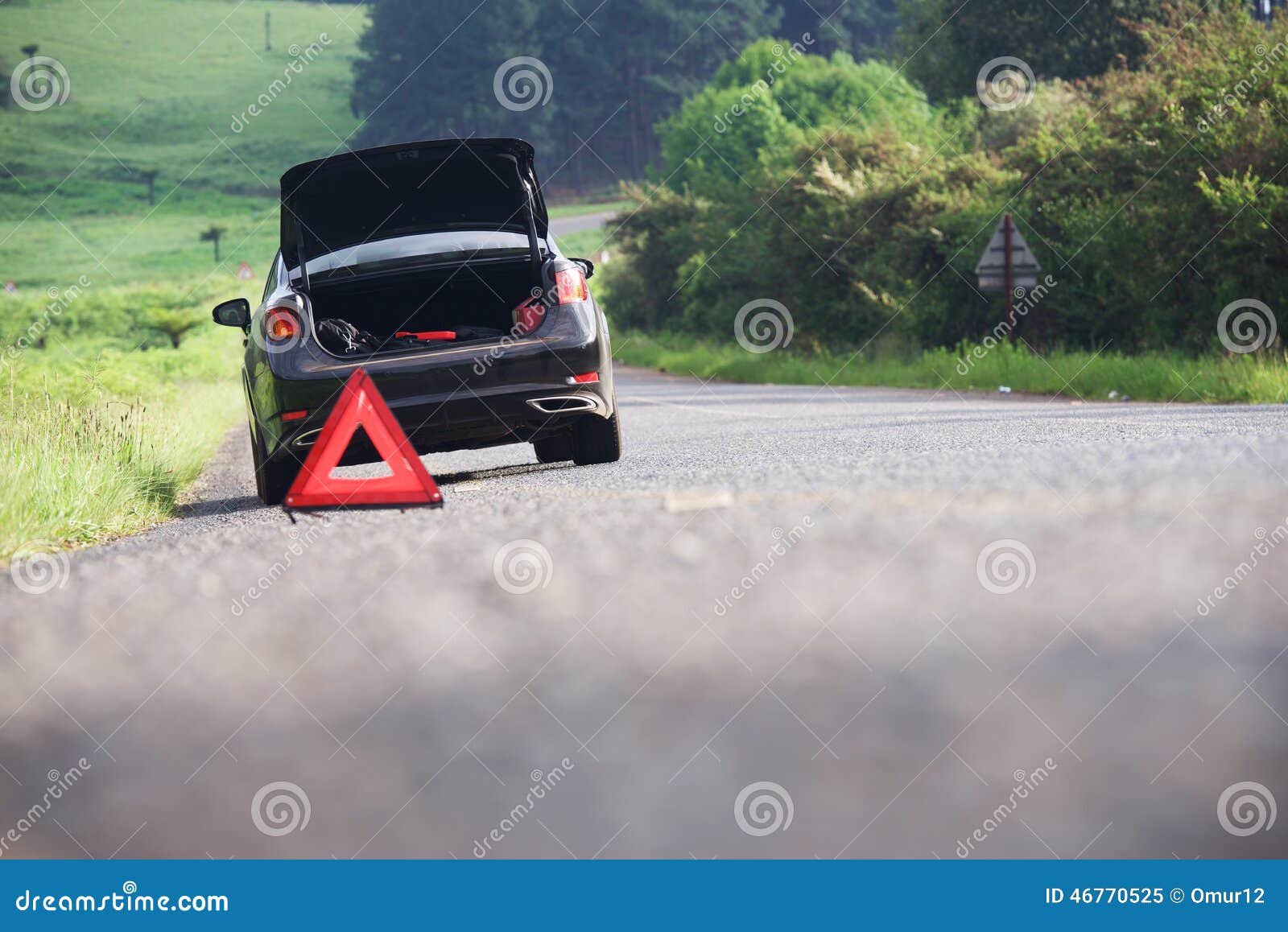 Emergency Stop Car on the Road Stock Image - Image of triangle, journey ...