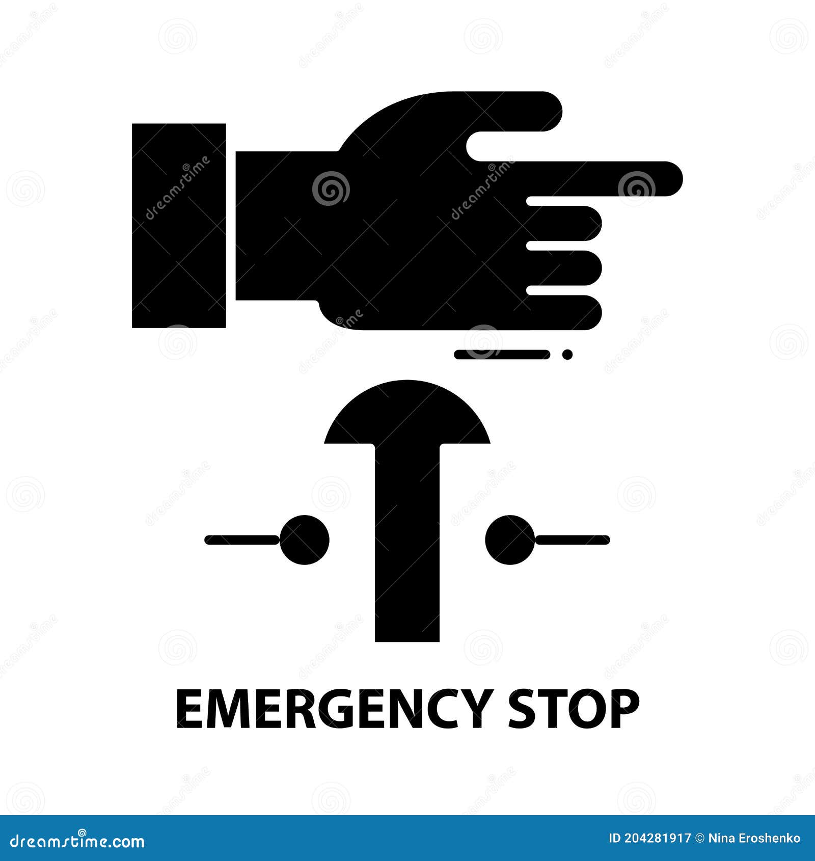 Emergency Stop Icon, Black Vector Sign with Editable Strokes, Concept ...