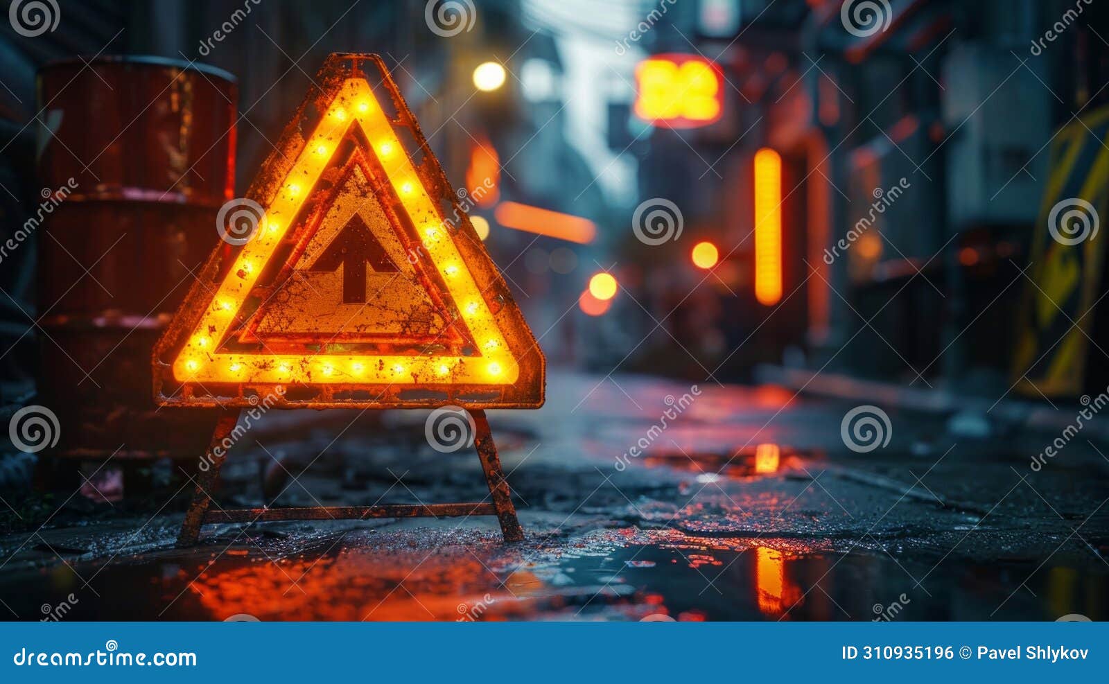 Emergency Stop Neon Warning Sign on Rusty Surface Stock Photo - Image ...