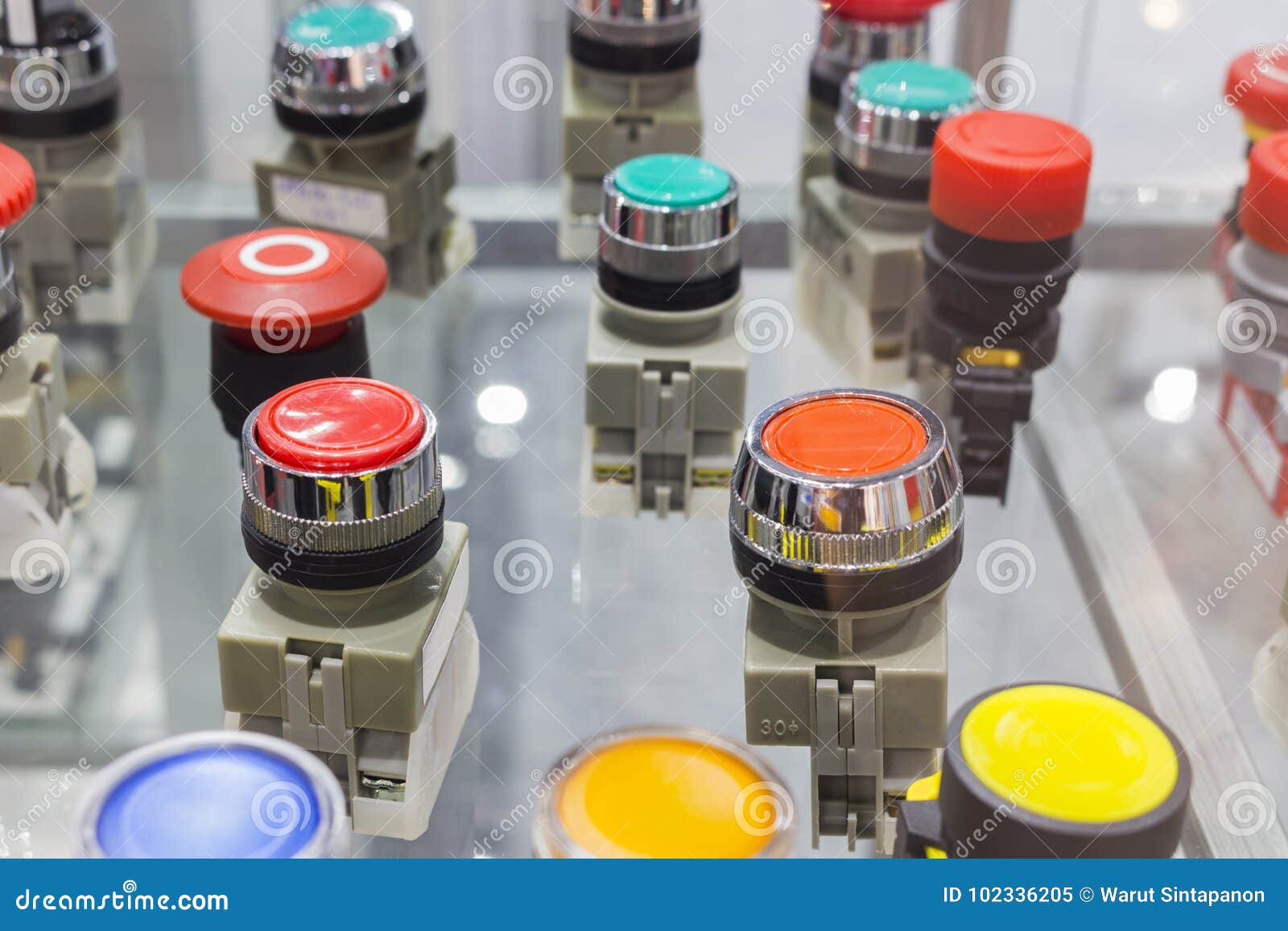 Emergency Stop and on / Off Buttons Stock Image - Image of drama ...
