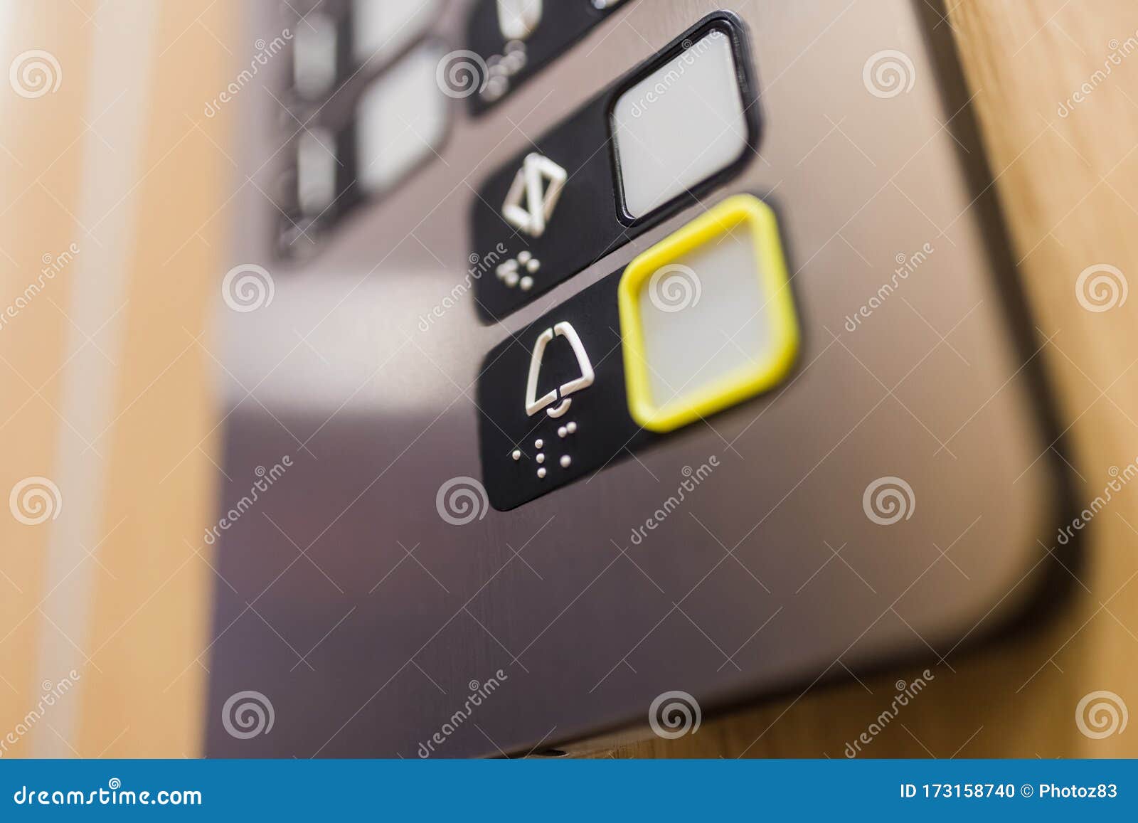 Close Up of Elevator Alarm Button on Control Panel. Emergency Concept ...