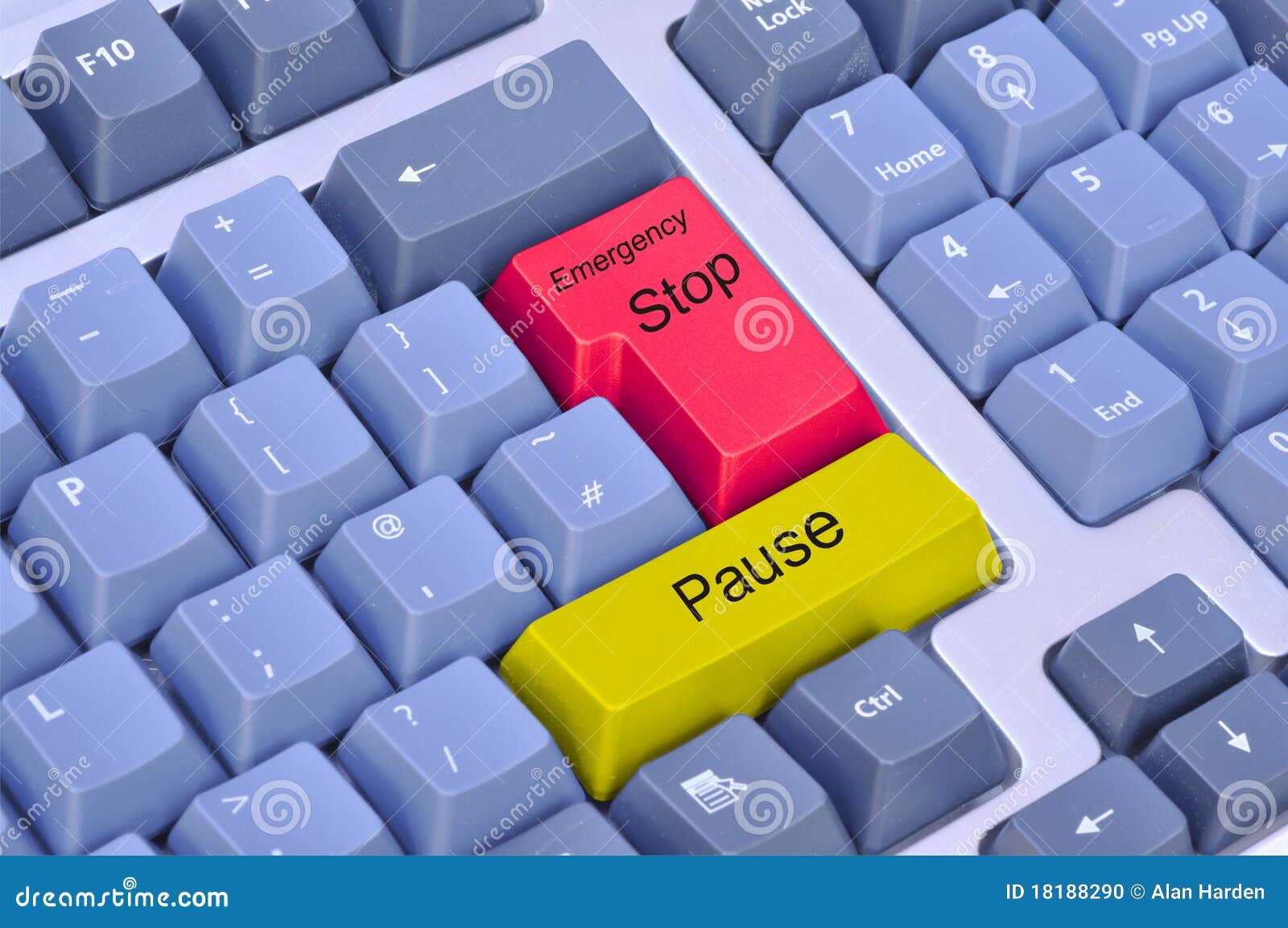 Emergency Stop & Pause on a Computer Keyboard Stock Photo - Image of ...