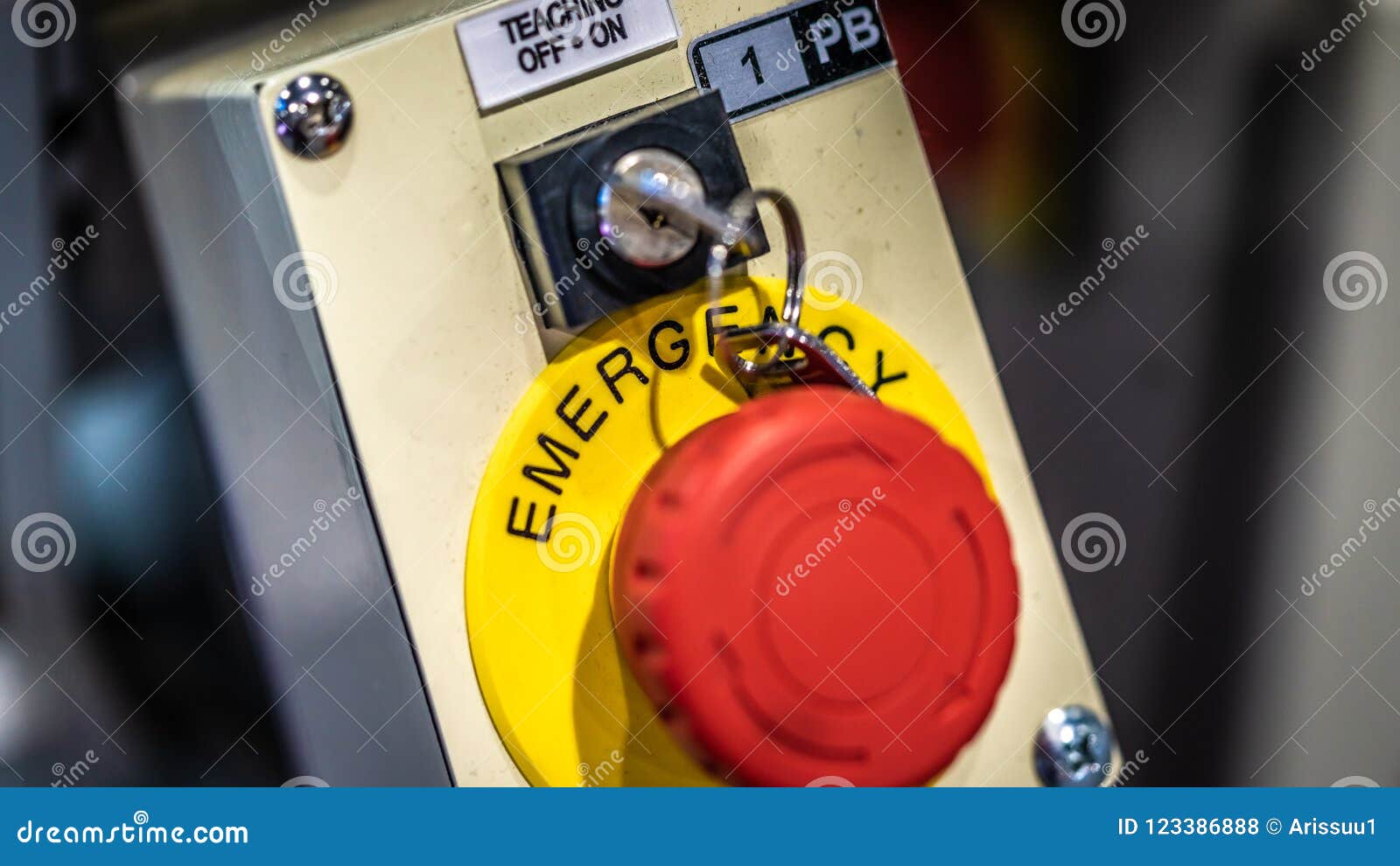 Emergency Stop Push Button Switch Stock Photo - Image of alert, line ...