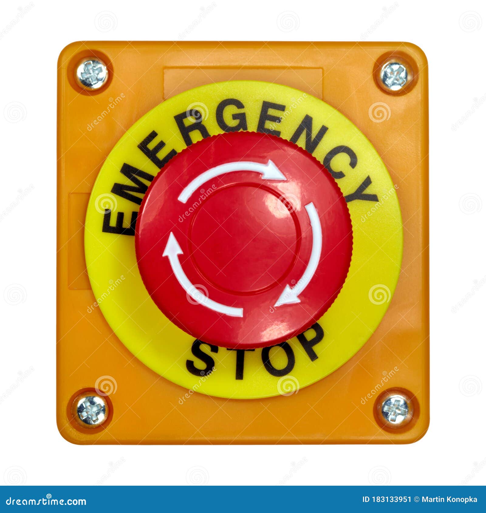 EMERGENCY STOP stock image. Image of system, yellow - 183133951