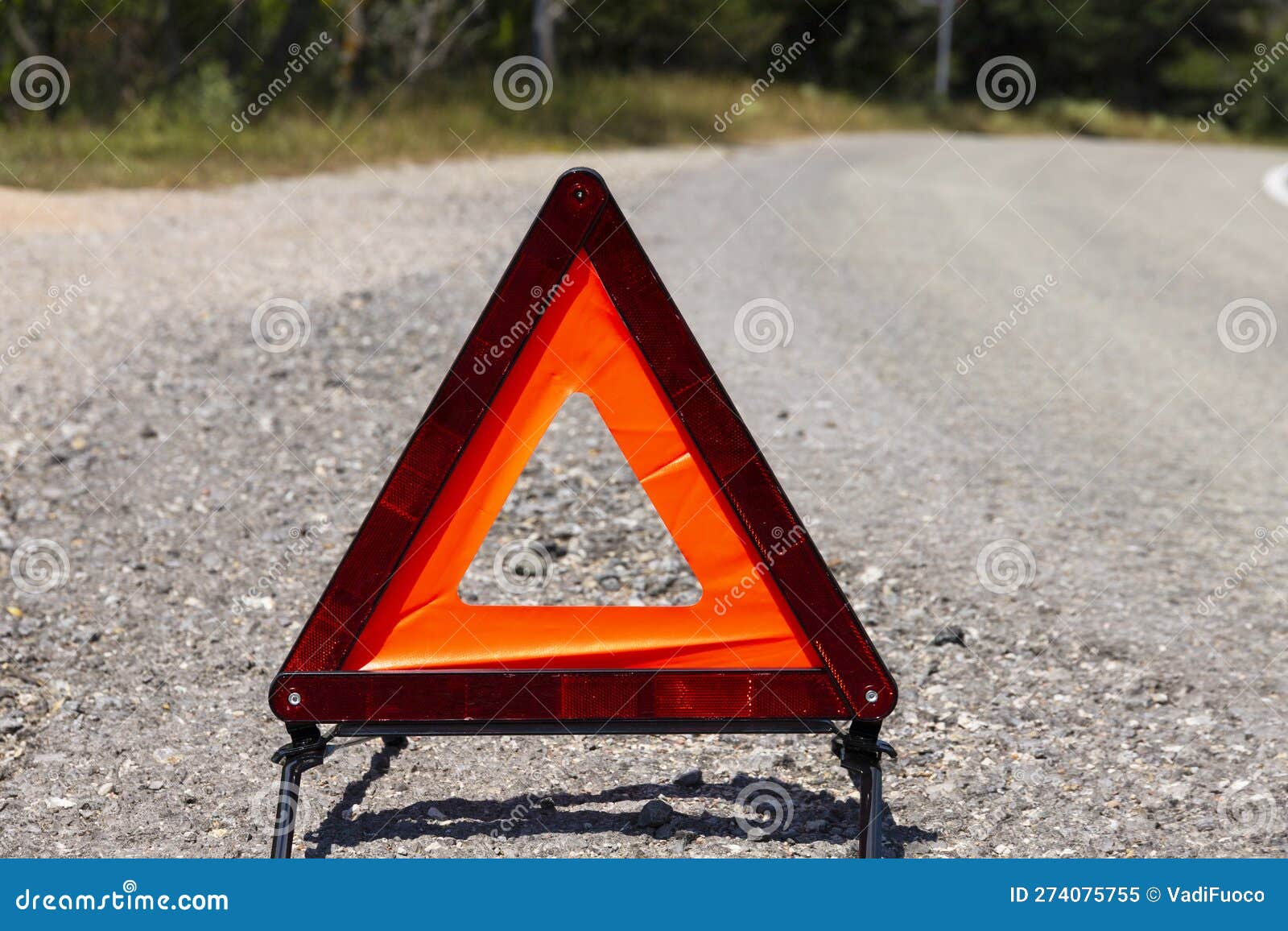 An Emergency Stop Sign for a Vehicle is Installed on the Road. Copy ...