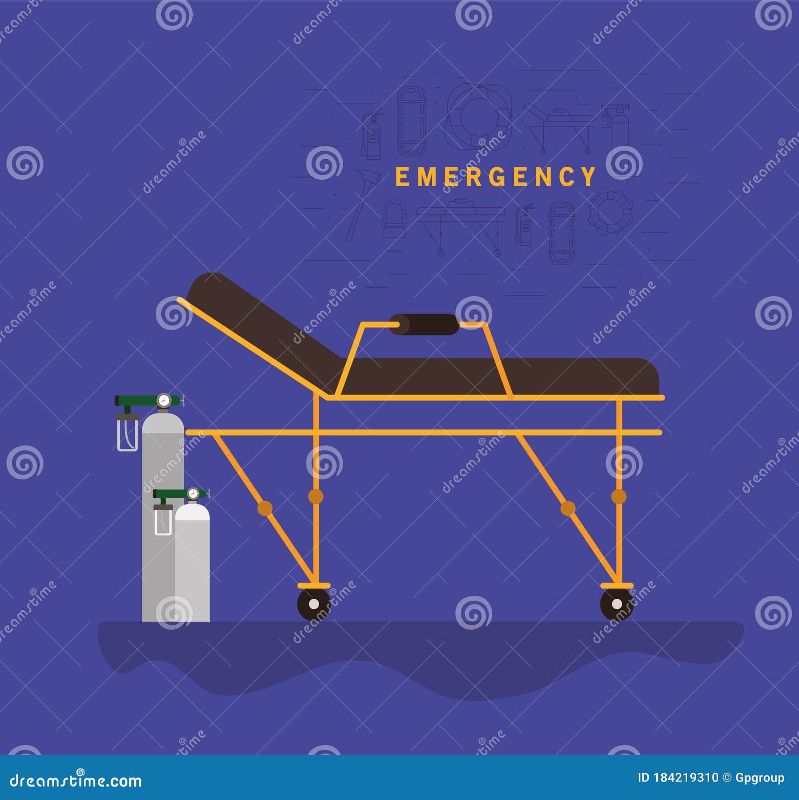 Emergency Stretcher and Oxygen Cylinders Vector Design Stock Vector ...