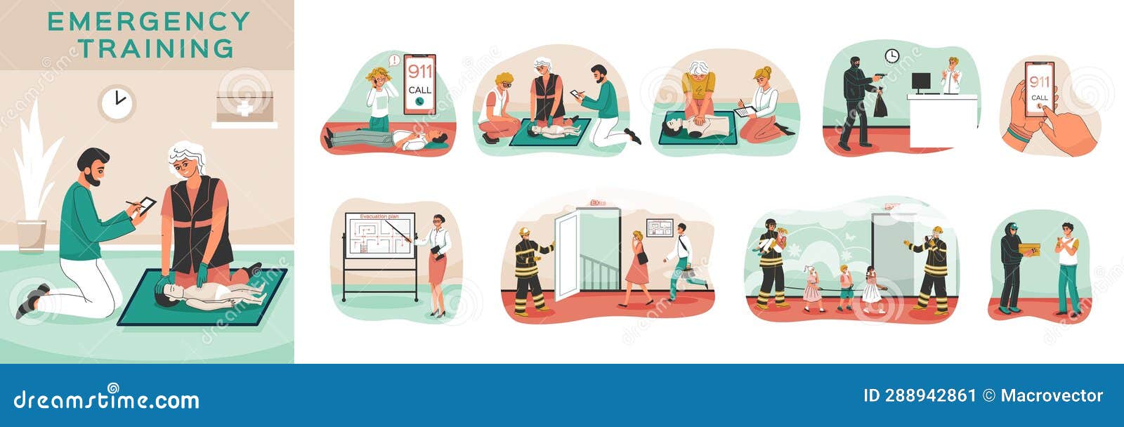 Emergency Training Composition Stock Vector - Illustration of patient ...