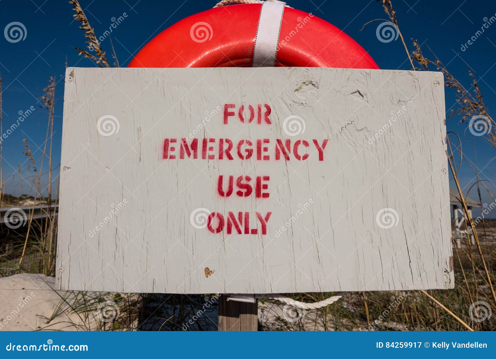 For Emergency Use only Sign on Life Buoy Stock Image - Image of ...