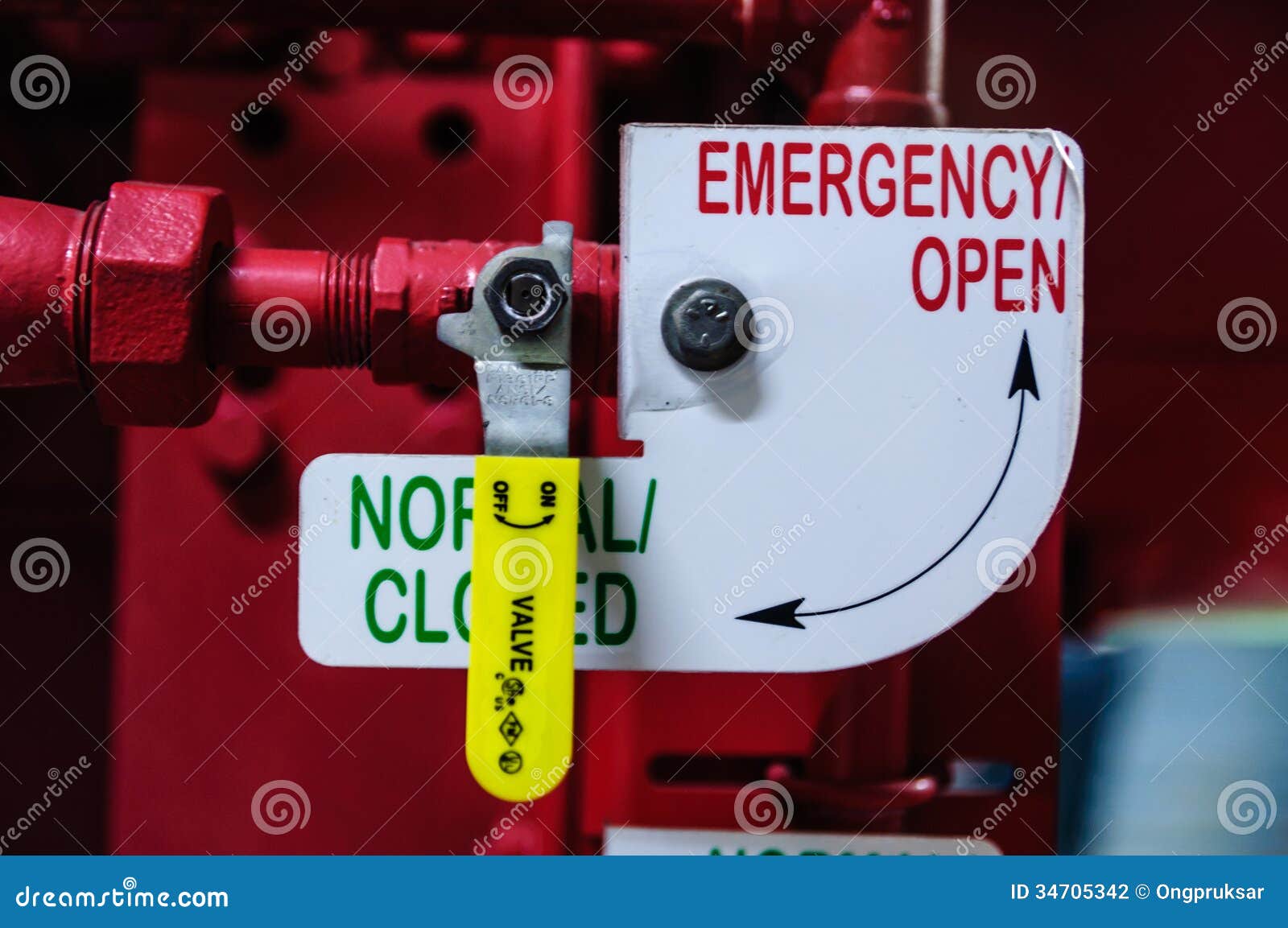 Emergency Valve Sign On The Wall Background Stock Photo | CartoonDealer ...