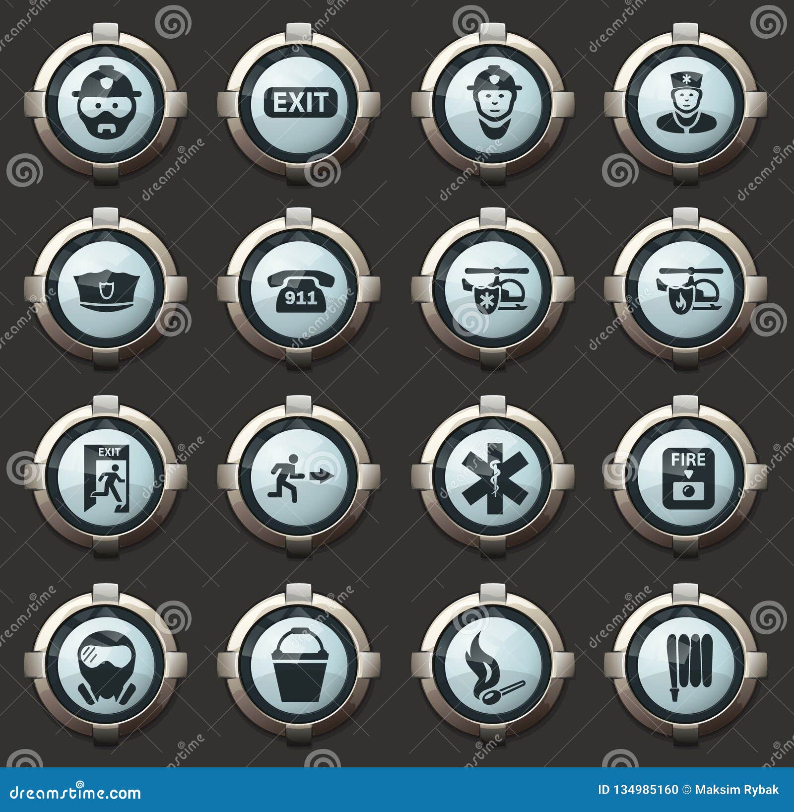 Emergency icons set stock vector. Illustration of protection - 134985160