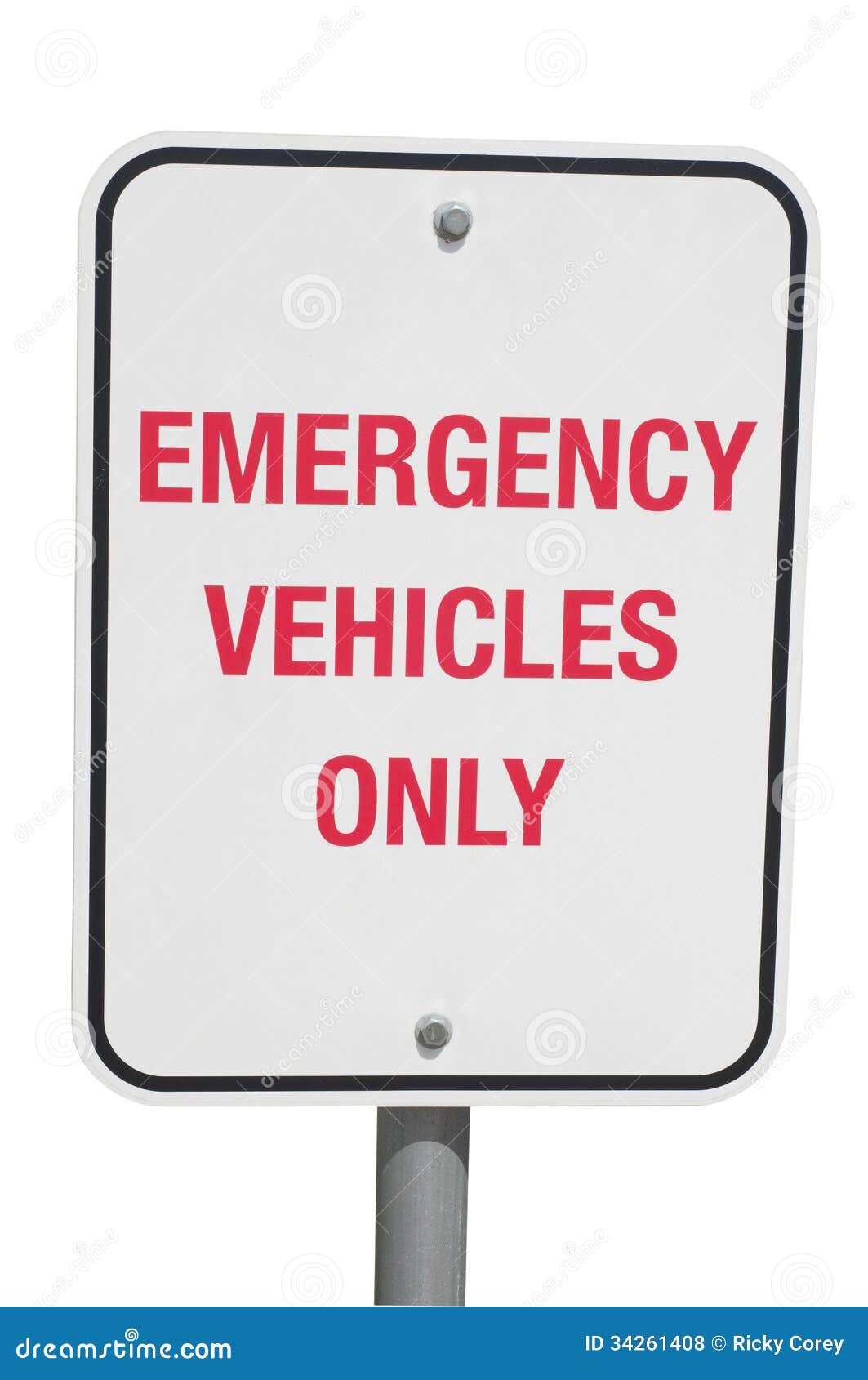 Emergency Vehicle Sign stock photo. Image of vehicles - 34261408