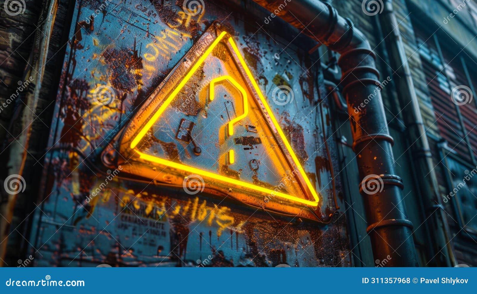 Emergency Warning Sign Question Mark on Rusty Surface Stock Photo ...