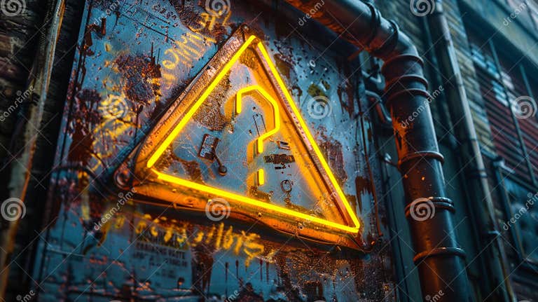 Emergency Warning Sign Question Mark on Rusty Surface Stock Photo ...