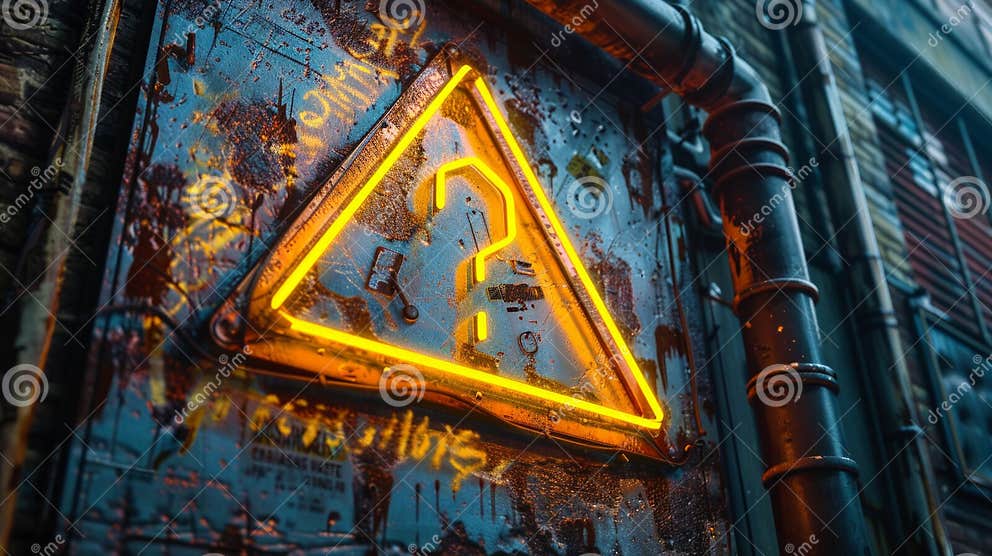 Emergency Warning Sign Question Mark on Rusty Surface Stock Photo ...