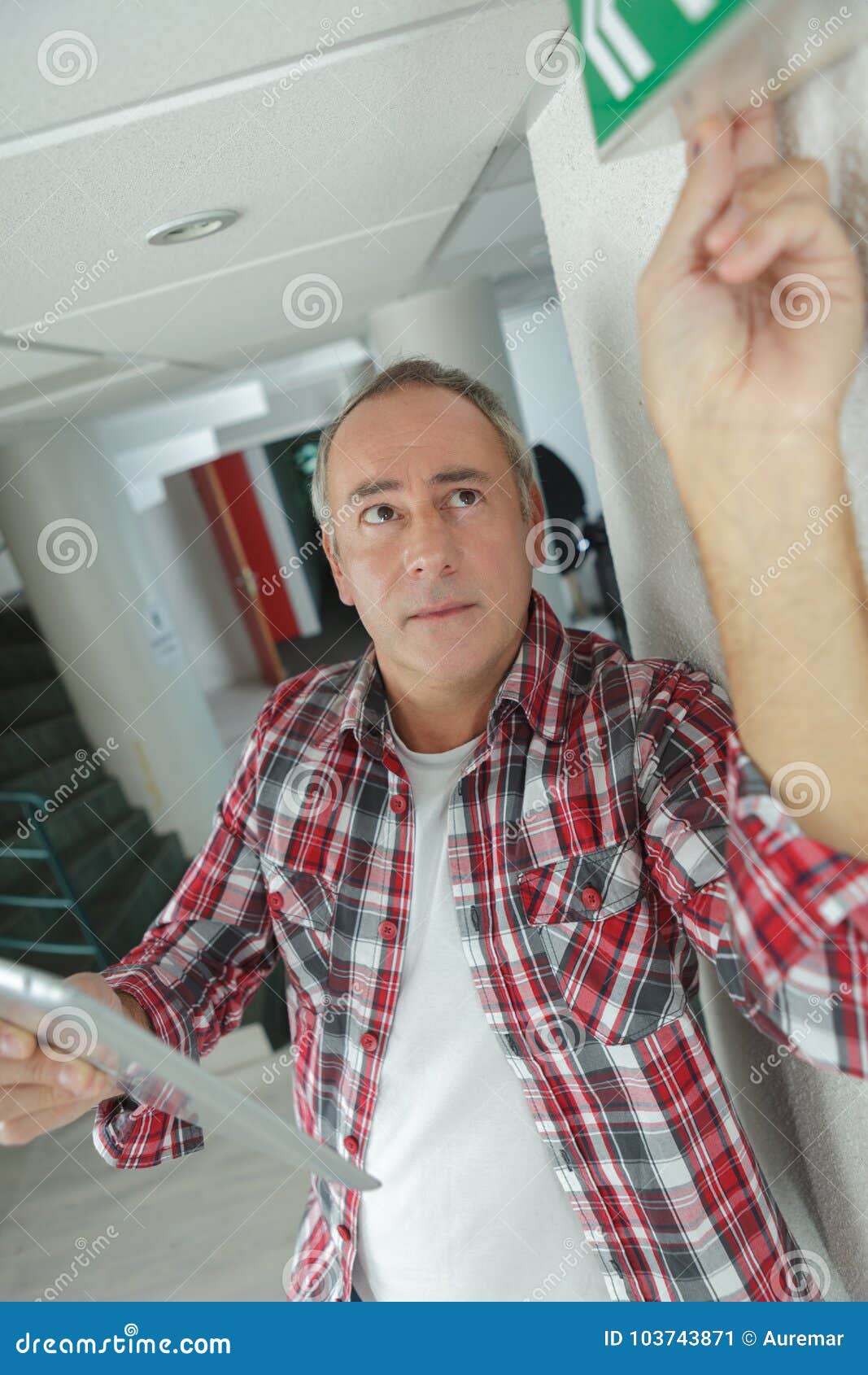 Emergency Way Out Light Sing in Building Stock Image - Image of color ...